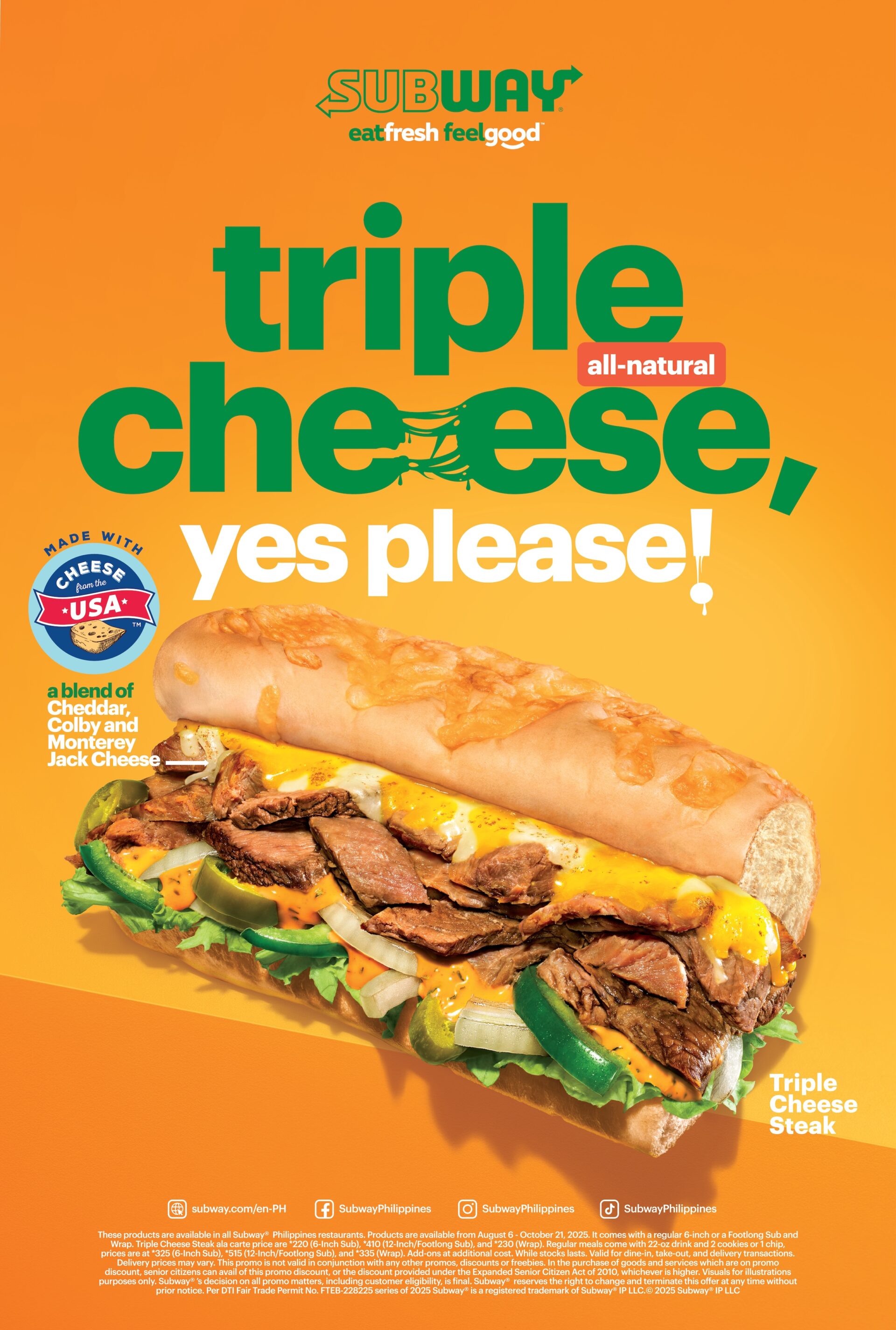 Subway® Philippines Launches Limited-Time Triple Cheese Steak Sub ...