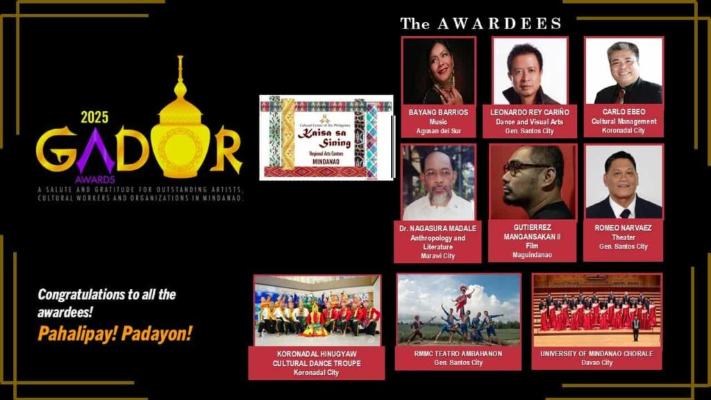 CCP Kaisa sa Sining Mindanao Network names the 3rd Gador Awardees ...